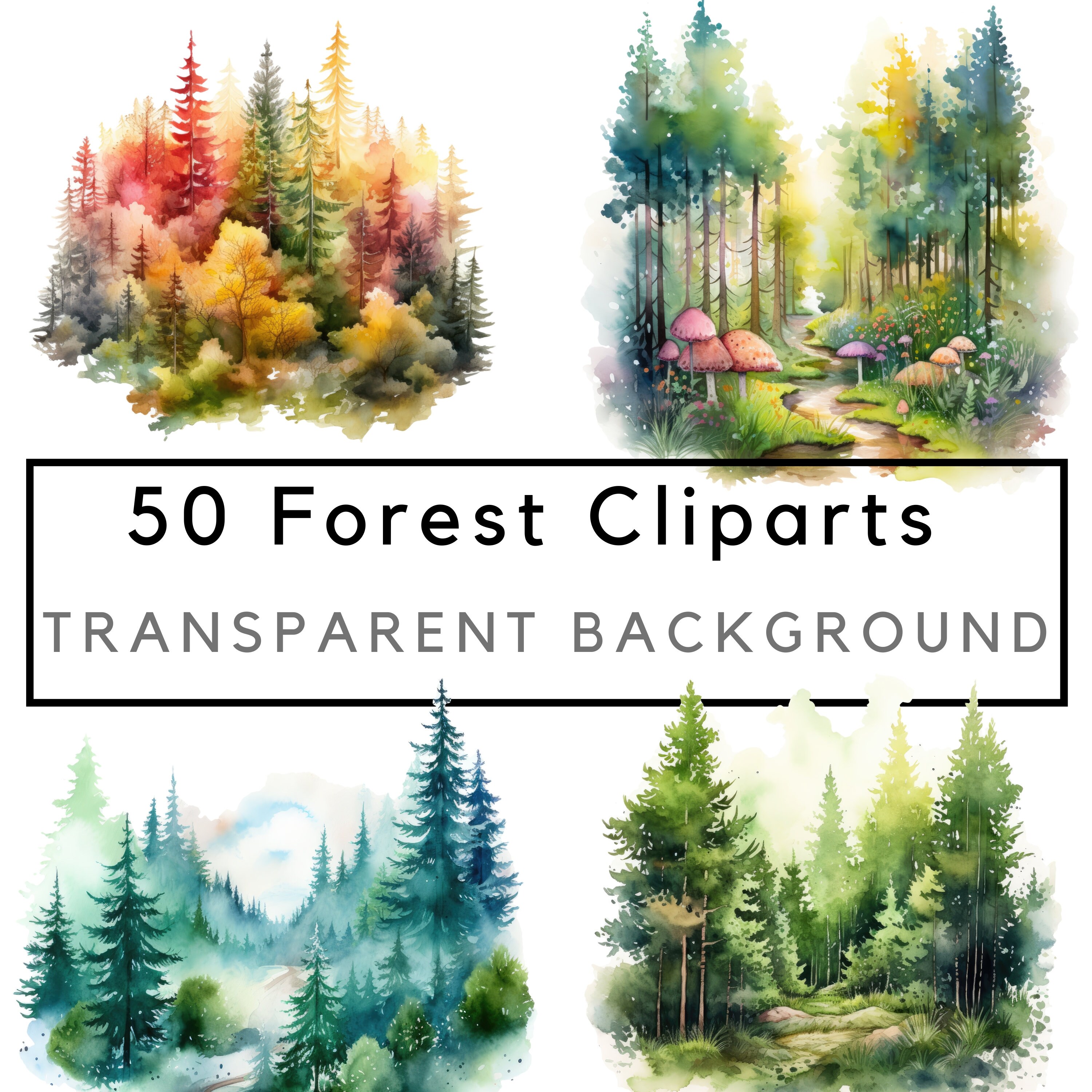Wood Clipart Forest Clipart Woodland Clipart Greenery - Etsy