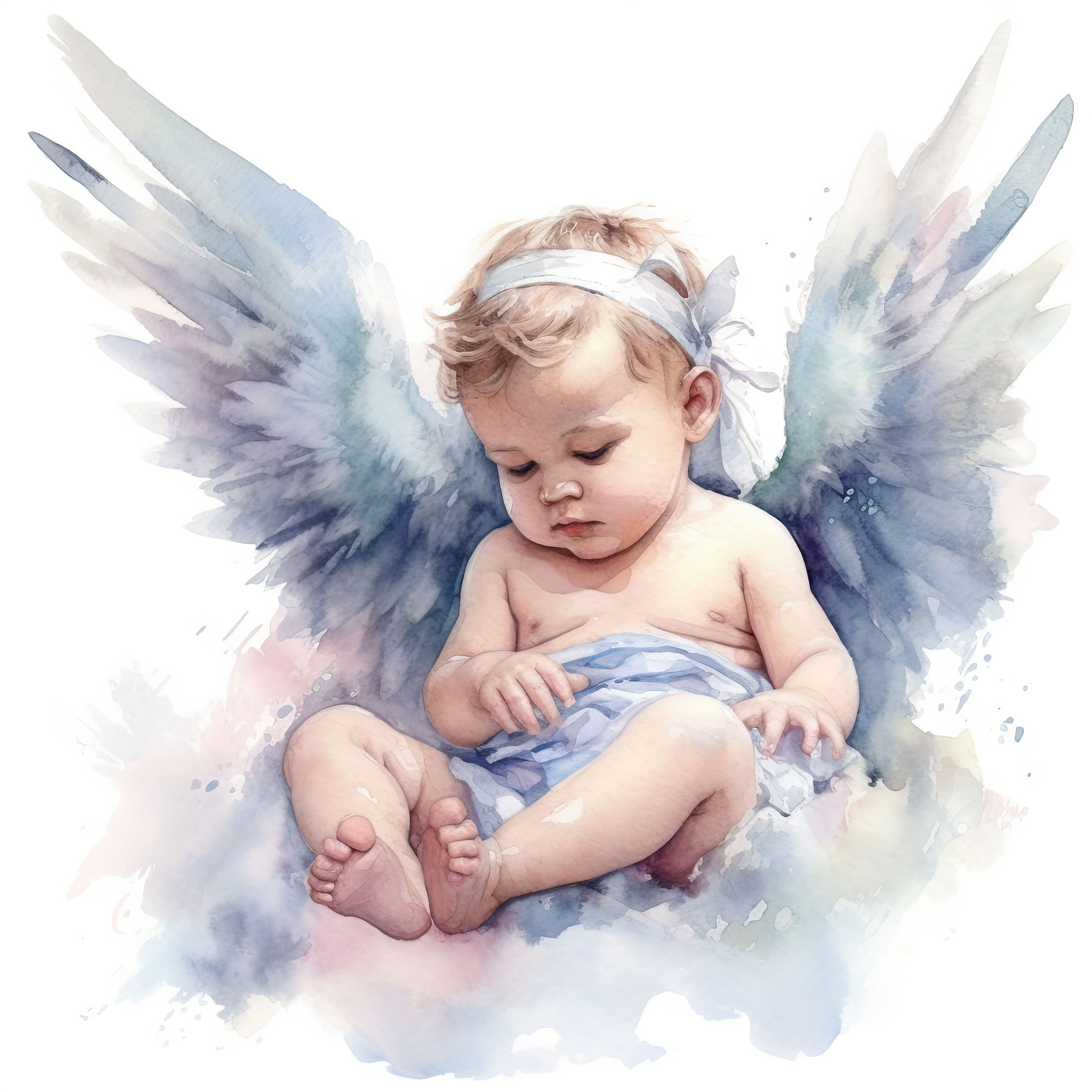 Baby Angels Clipart Watercolor Angel Babies Postcard 50 High - Etsy
