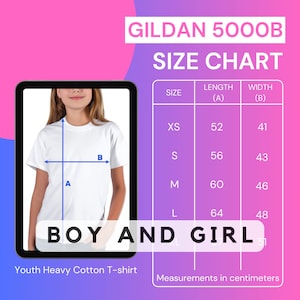 Gildan 5000B Size Chart, G5000B Youth Size Chart, T-shirts Size Chart ...