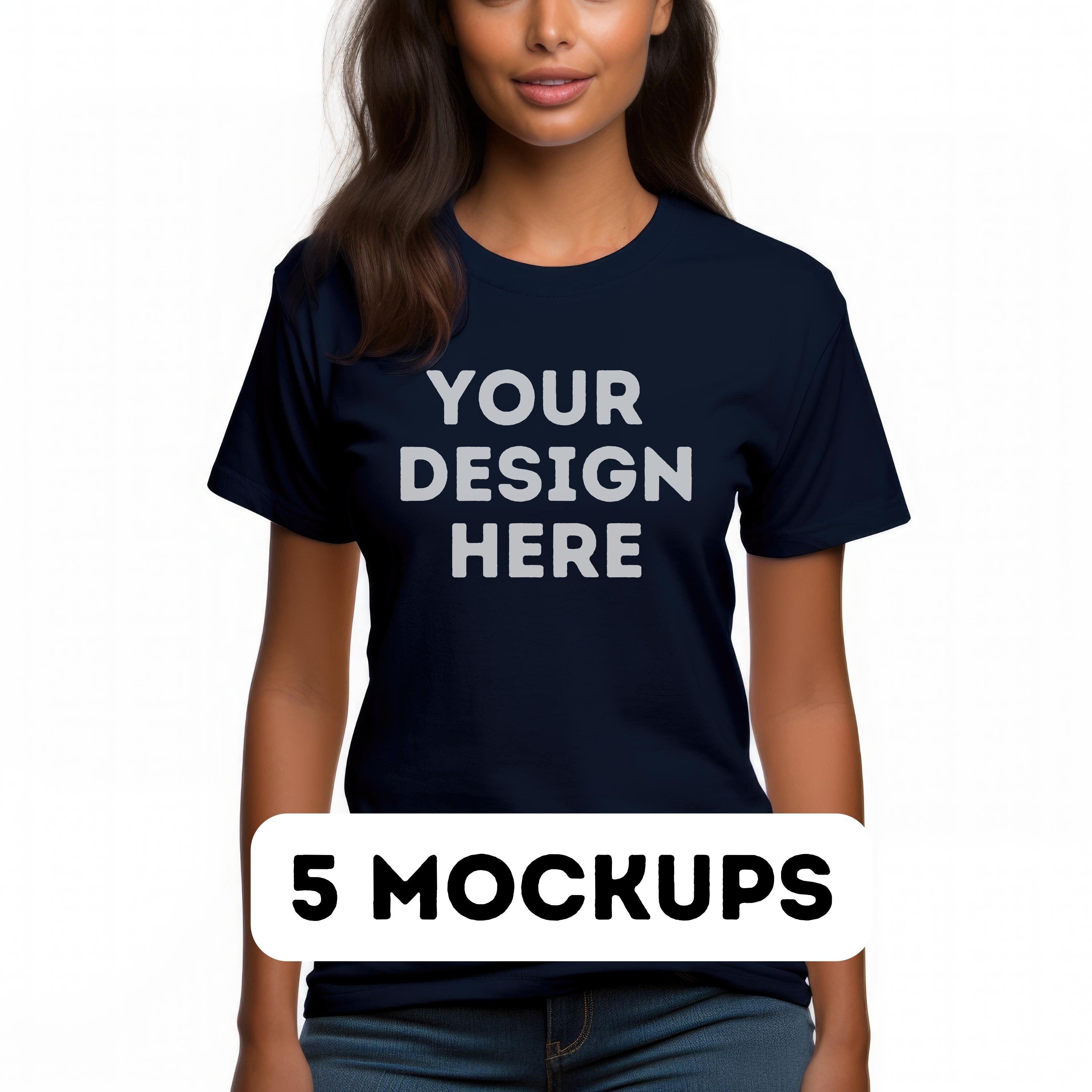 Gildan 5000 Navy Mockup, Navy Tshirt Mockup, Navy Gildan 5000 Female ...