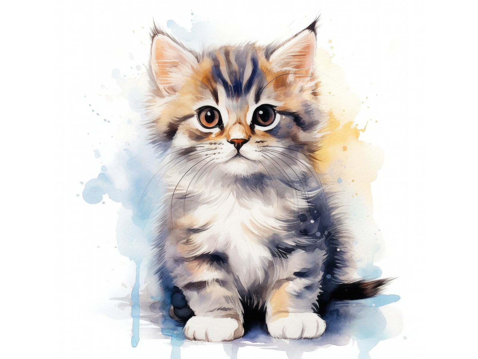 Watercolor Kitten Clipart 100 PNG Images Cute Cats Cat - Etsy