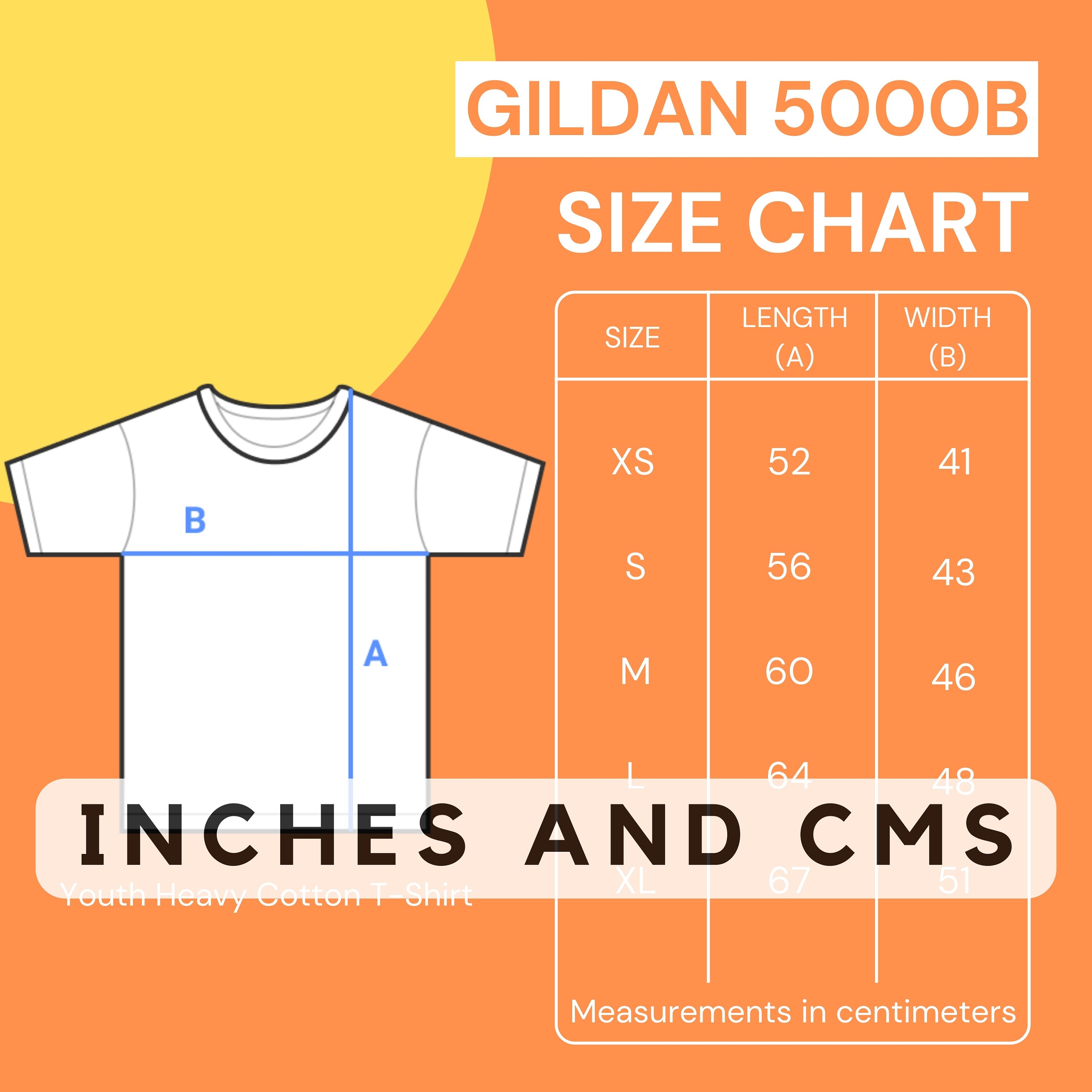 Gildan 5000B Size Chart, G5000B Youth Size Chart, T-shirts Size Chart ...