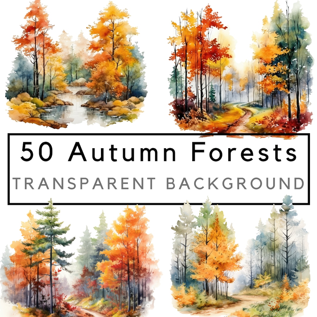 Autumn Landscape Png, Forest Clipart, Fall Forest Clip Art, Watercolor ...