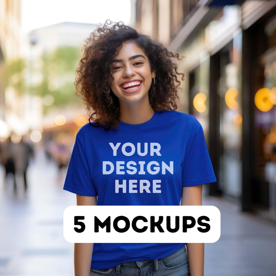 Royal Blue Gildan Mockup, Gildan 5000 Royal Blue Mock-up Bundle, Female ...