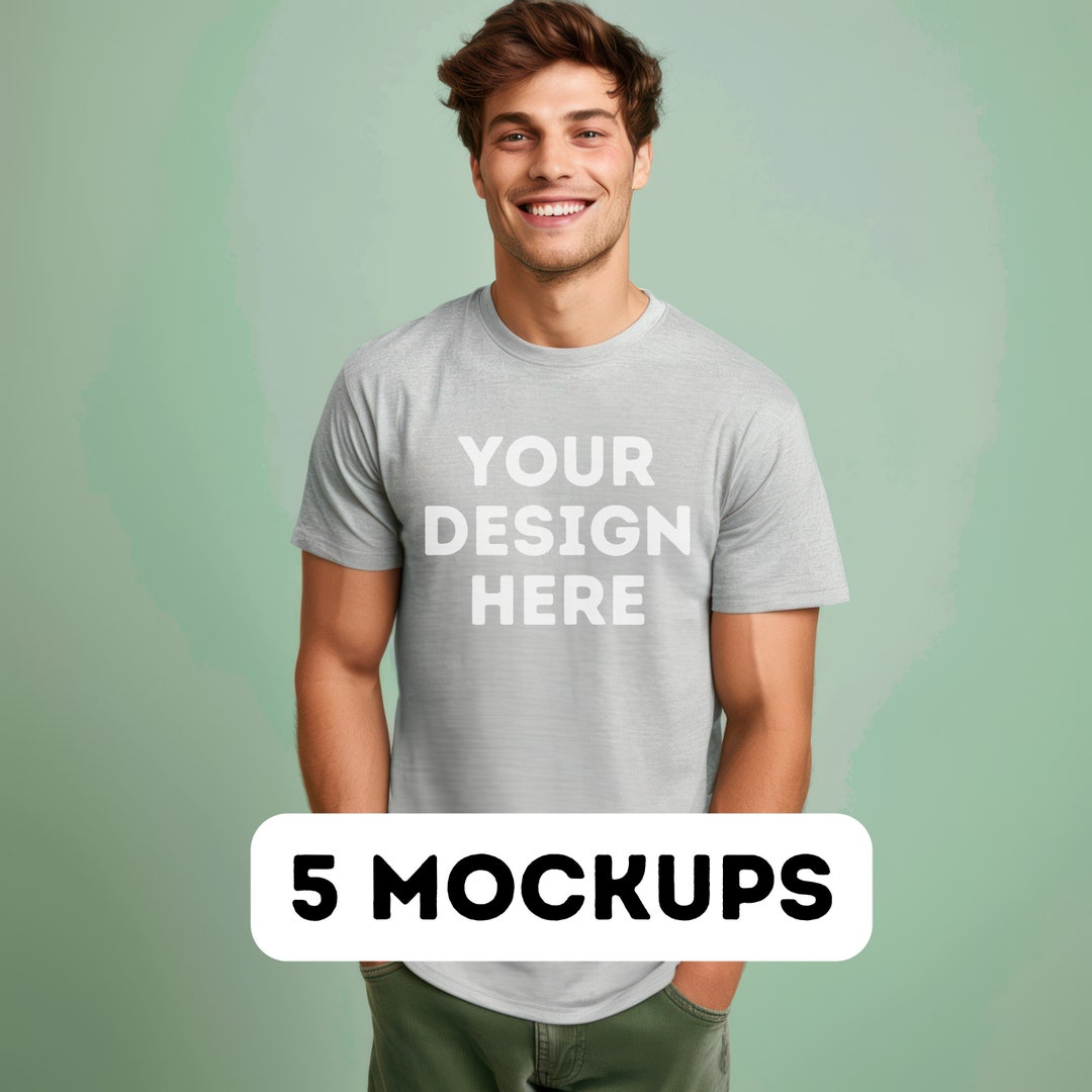 Heather Gray Mockup Stanley Stella Mock, Heather Grey STTU755 Mockup ...