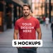 Red T-shirt Mockup Bundle, Sport-tek ST350 Mens T-shirt Mockup Bundle ...
