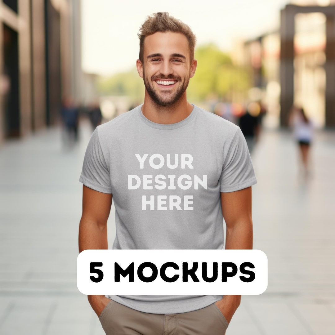Silver Grey Mockup Bundle, Gray Shirt Mock Bundle, Print on Demand Mock ...