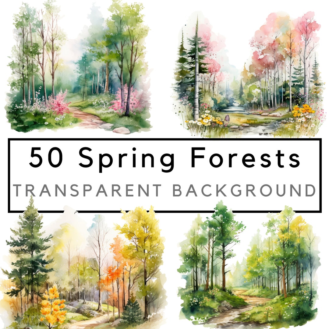 Forest Clipart, Spring Landscape, Geenery Clipart, Nature Clipart ...