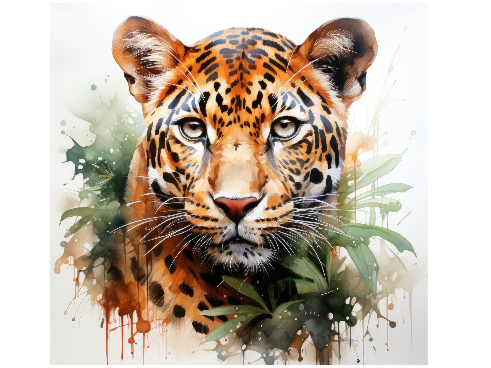 Leopard Clipart Jungle Drawings | 100 PNG Images | Water Color Print ...