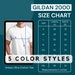 Gildan 2000 Size Chart, G2000 Size Chart, T-shirts Size Chart, Unisex ...