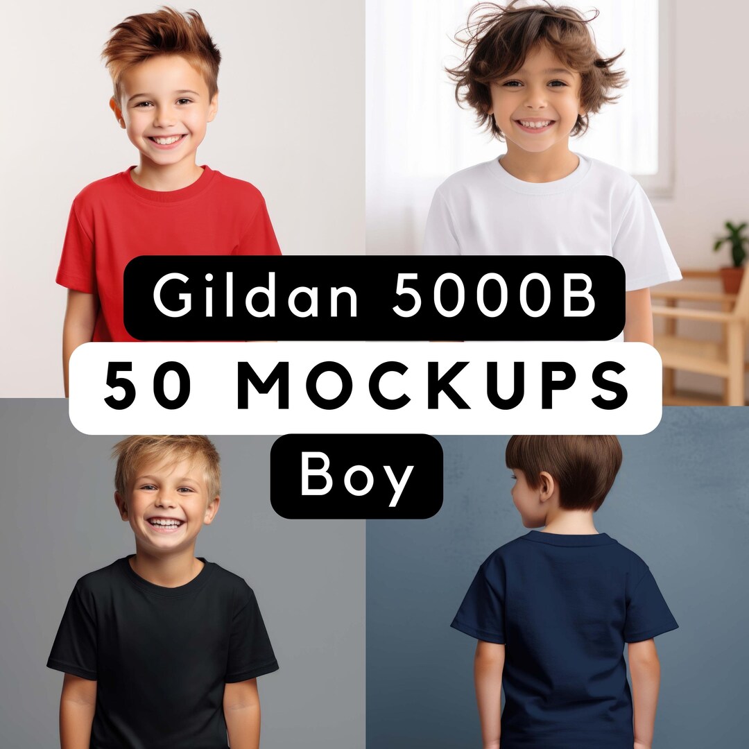Trendy Kids Mockup Bundle, Gildan 5000b Mockup, Boy Toddler Mockup ...