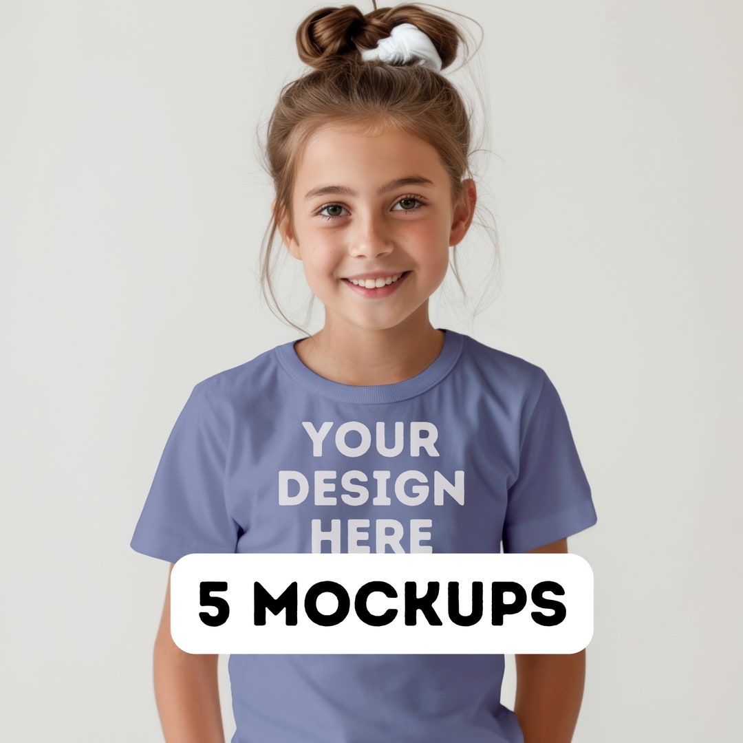 Bella Canvas 3001Y Lavender Blue Mockup Bundle, Cute Kids Mockup, Kids ...