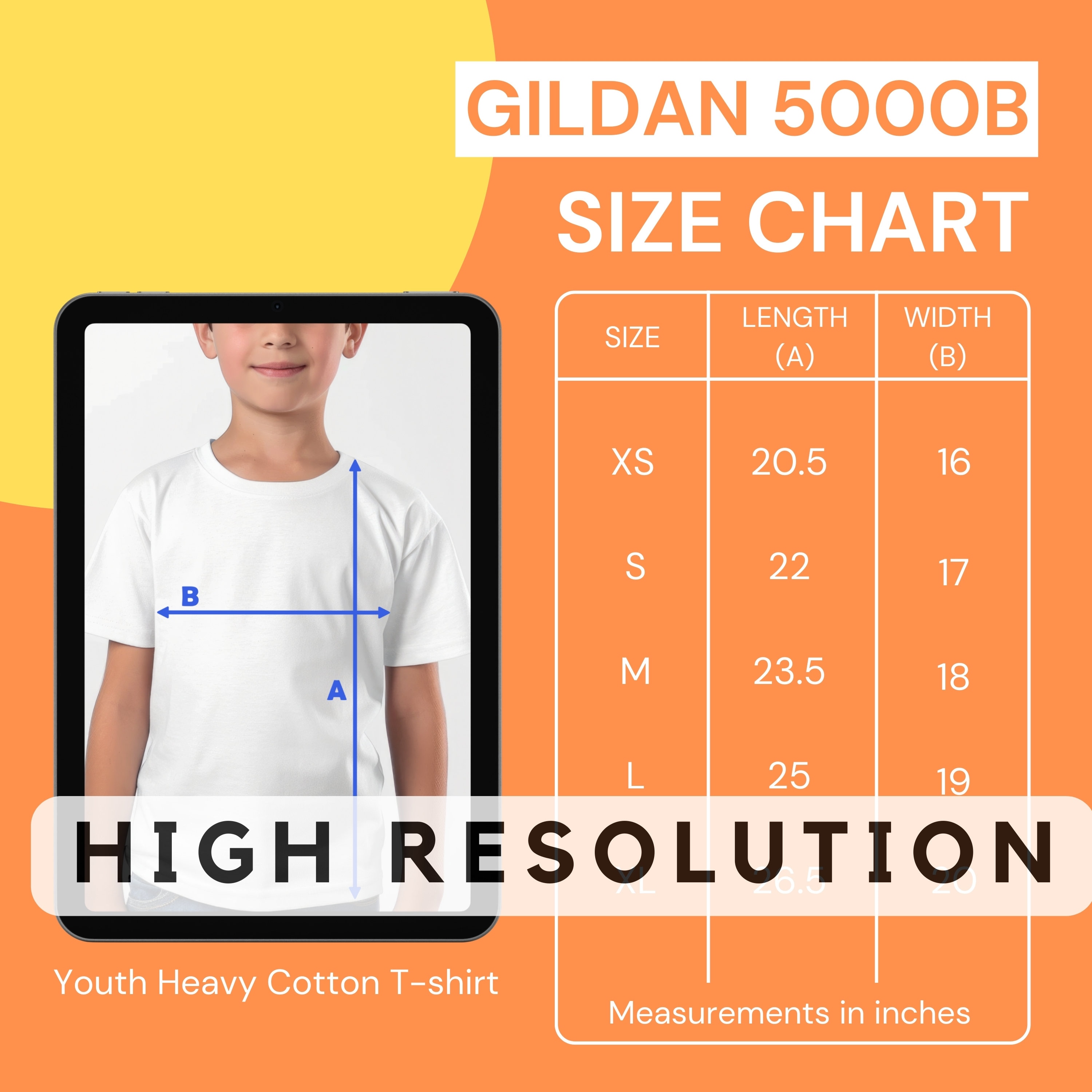 Gildan 5000B Size Chart, G5000B Youth Size Chart, T-shirts Size Chart ...