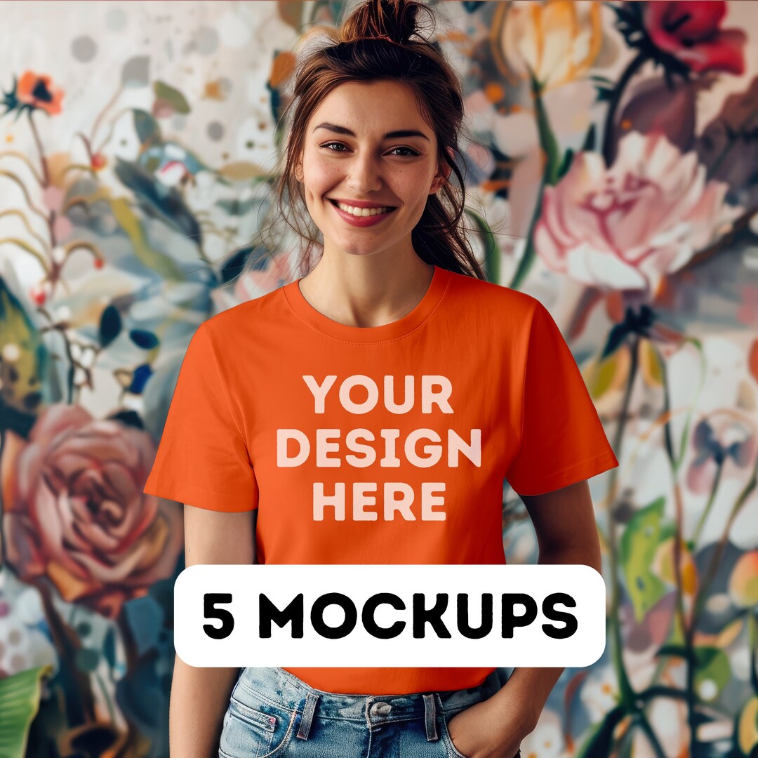 Bella Canvas 3001 Orange Mockup, Orange Tshirt Mockup, Trendsetter ...