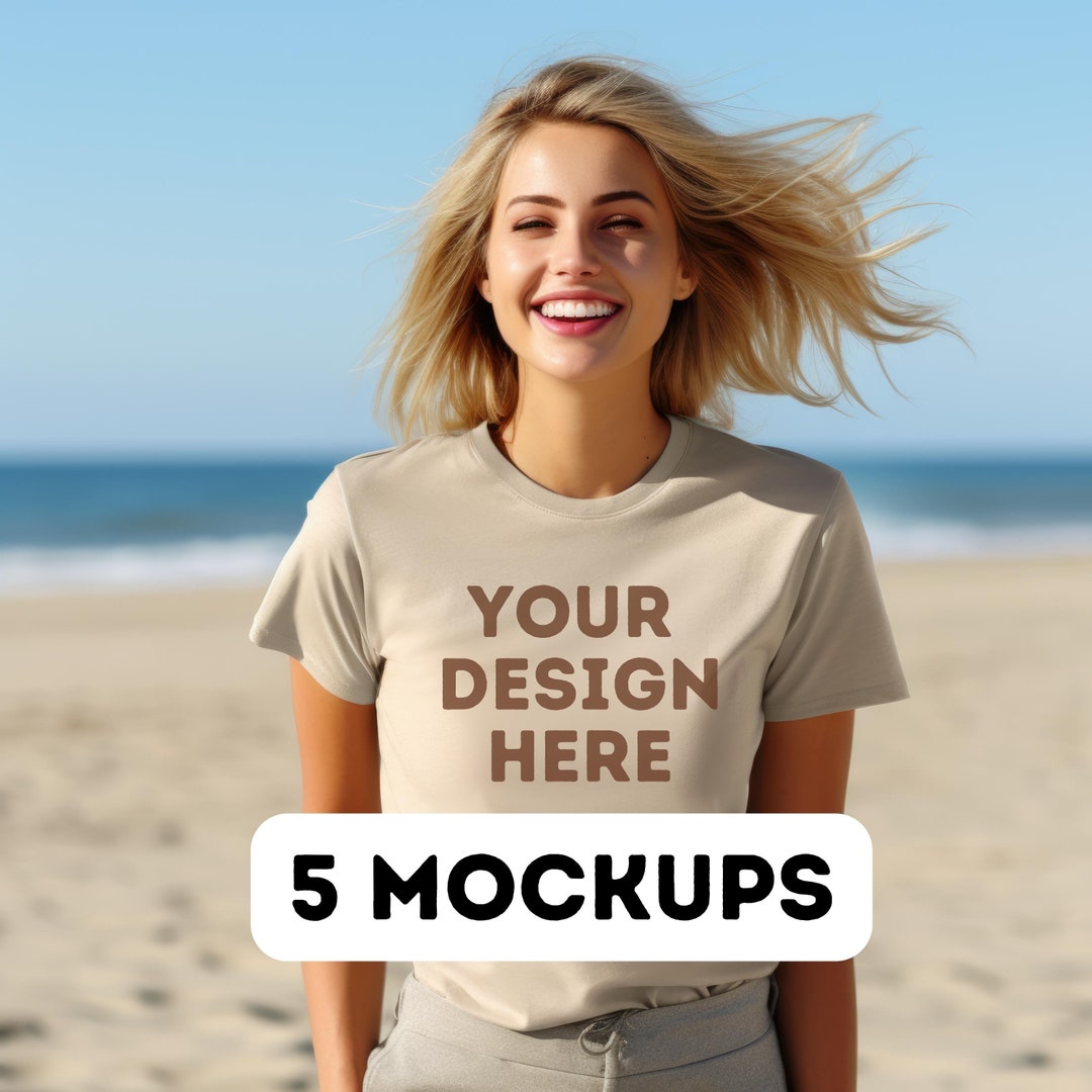 Sand Tshirt Mockup Unisex Beige Mock-up Boho Style Bundle, Sand Sport ...