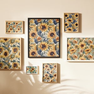 Watercolor Sunflowers, 10 Seamless Patterns, Flowers Clipart, Floral ...