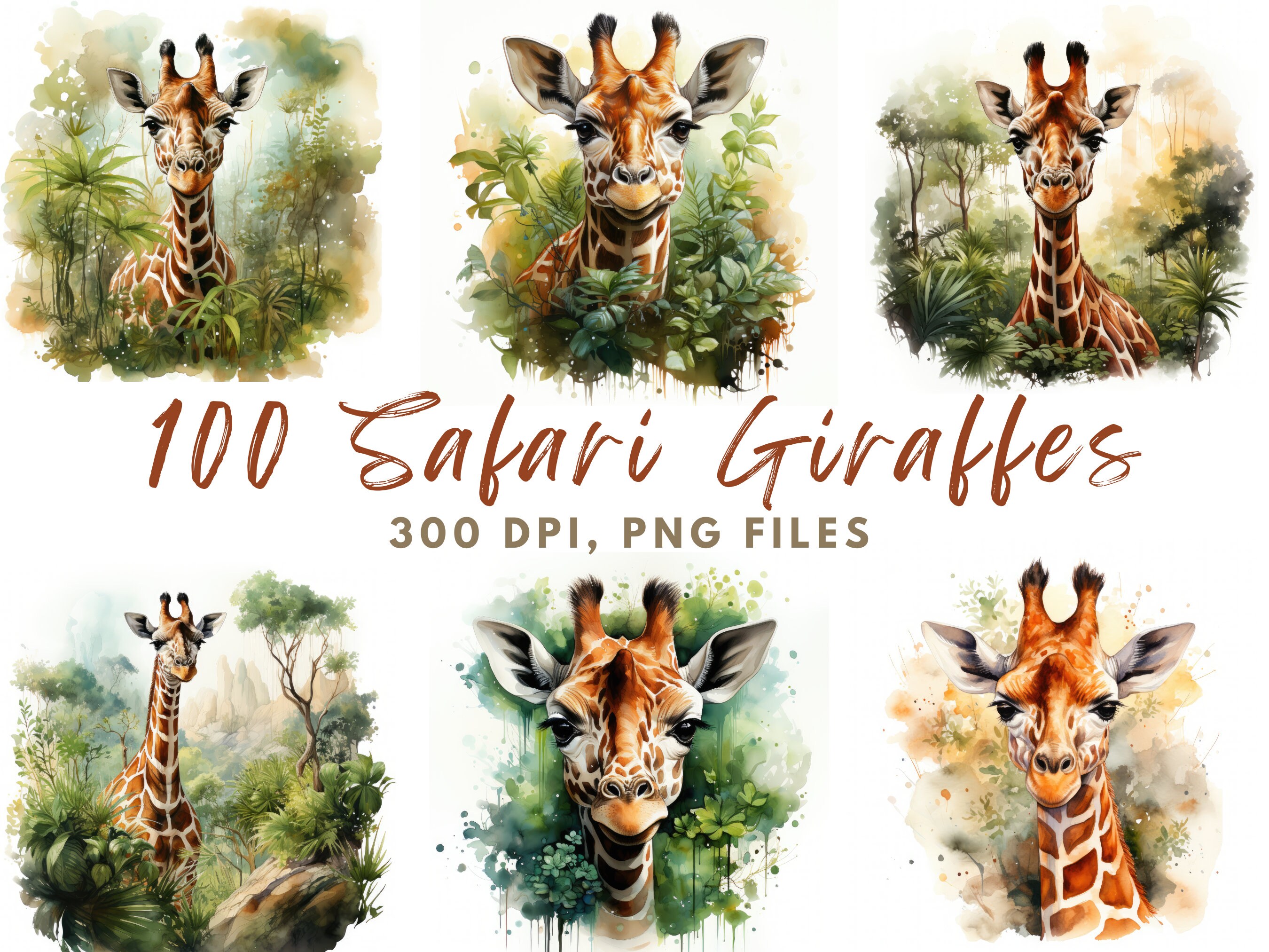Safari Giraffe Jungle Decorative, Png Bundle Design, Art Print Artful ...