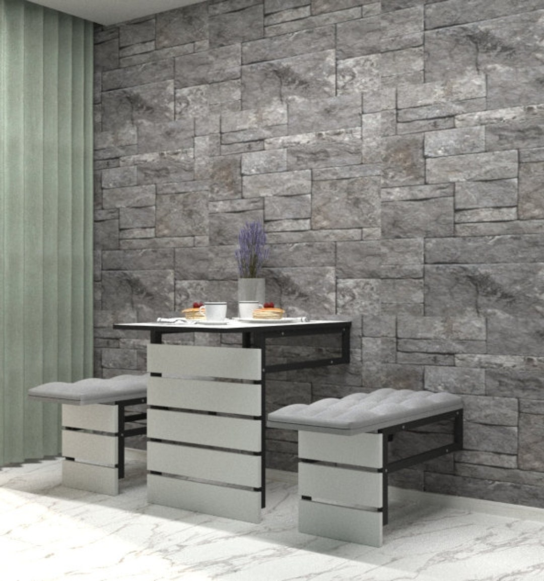 Retractable Dining Table and Stools Convenient and Convenient - Etsy