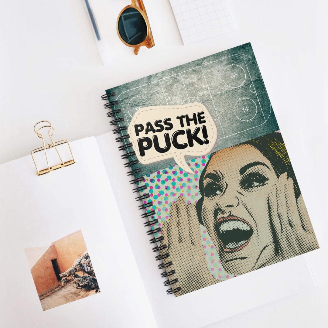 Hockey Mom Humor Spiral Notebook 8x6 Rule Line Paper Product PASS THE ...
