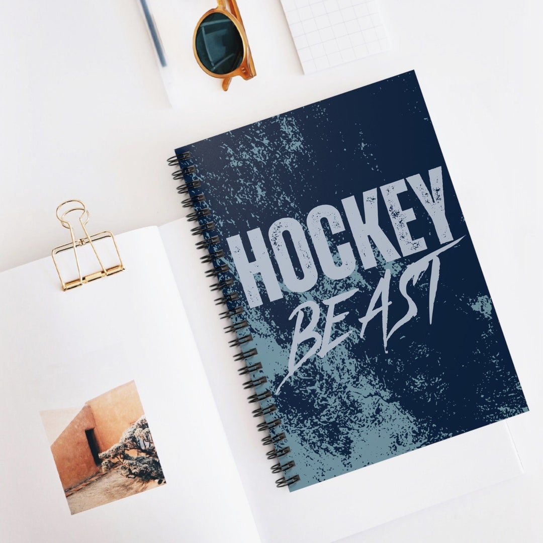 Hockey Spiral Notebook 8x6 Rule Line Paper With Document Pocket Journal ...