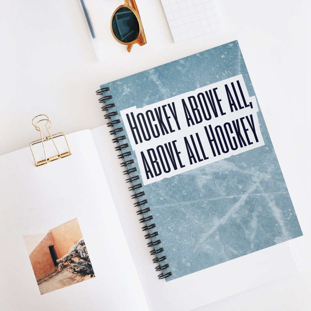 Hockey Spiral Notebook 8x6 Rule Line Paper With Document Pocket Journal ...