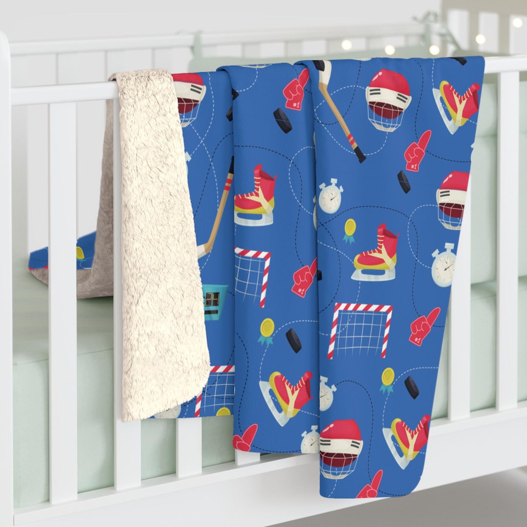 Hockey Lovers Sherpa Fleece Blanket Ice Hockey Symbols Rink Blanket ...