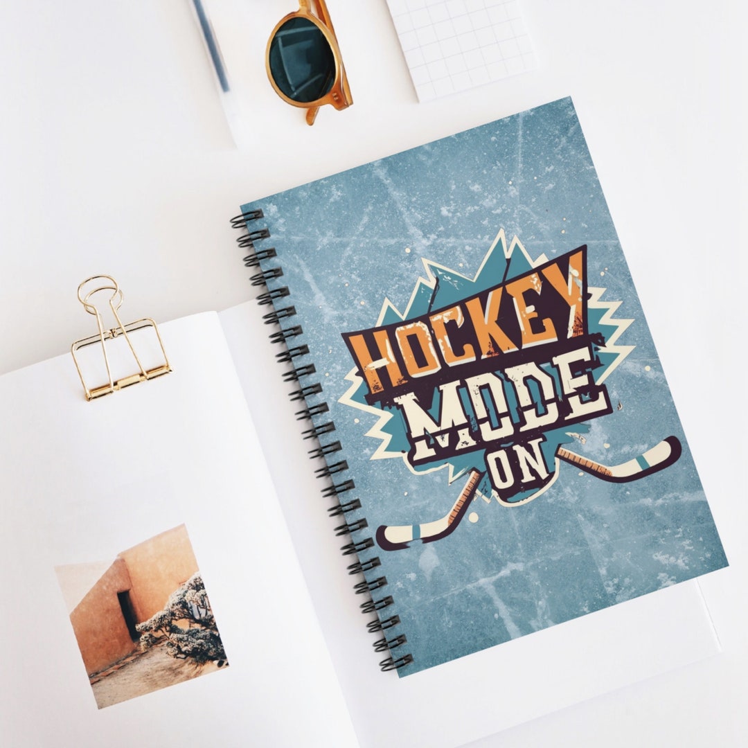Hockey Spiral Notebook 8x6 Rule Line Paper With Document Pocket Journal ...