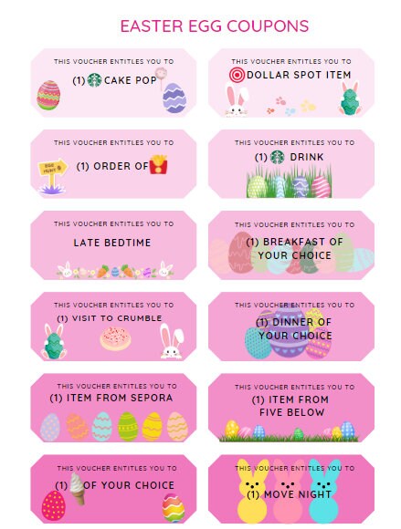 Easter Egg Coupons 12 - Etsy