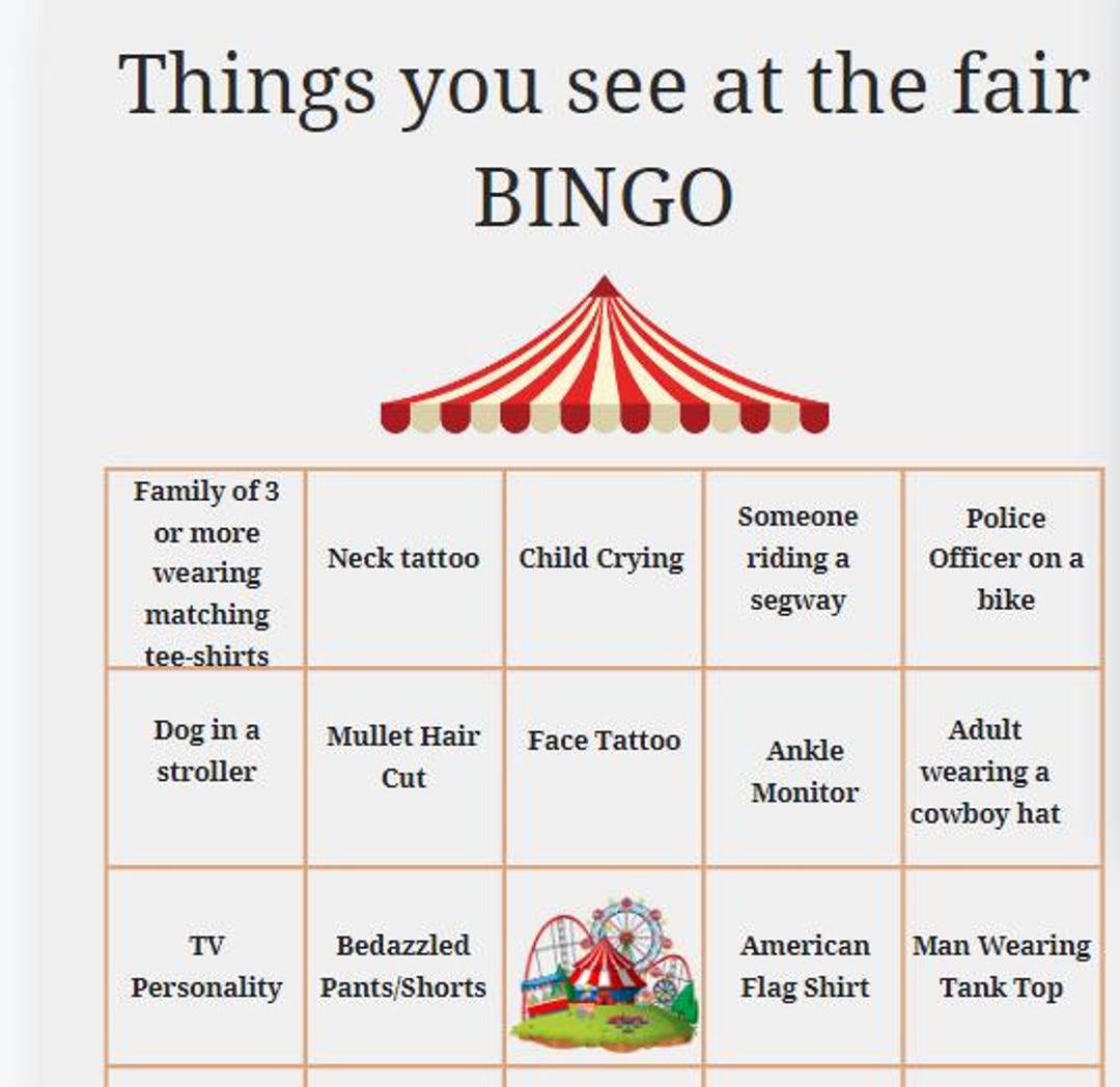 Fair BINGO - Etsy