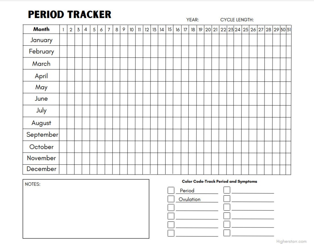Period Tracker Printable - Etsy