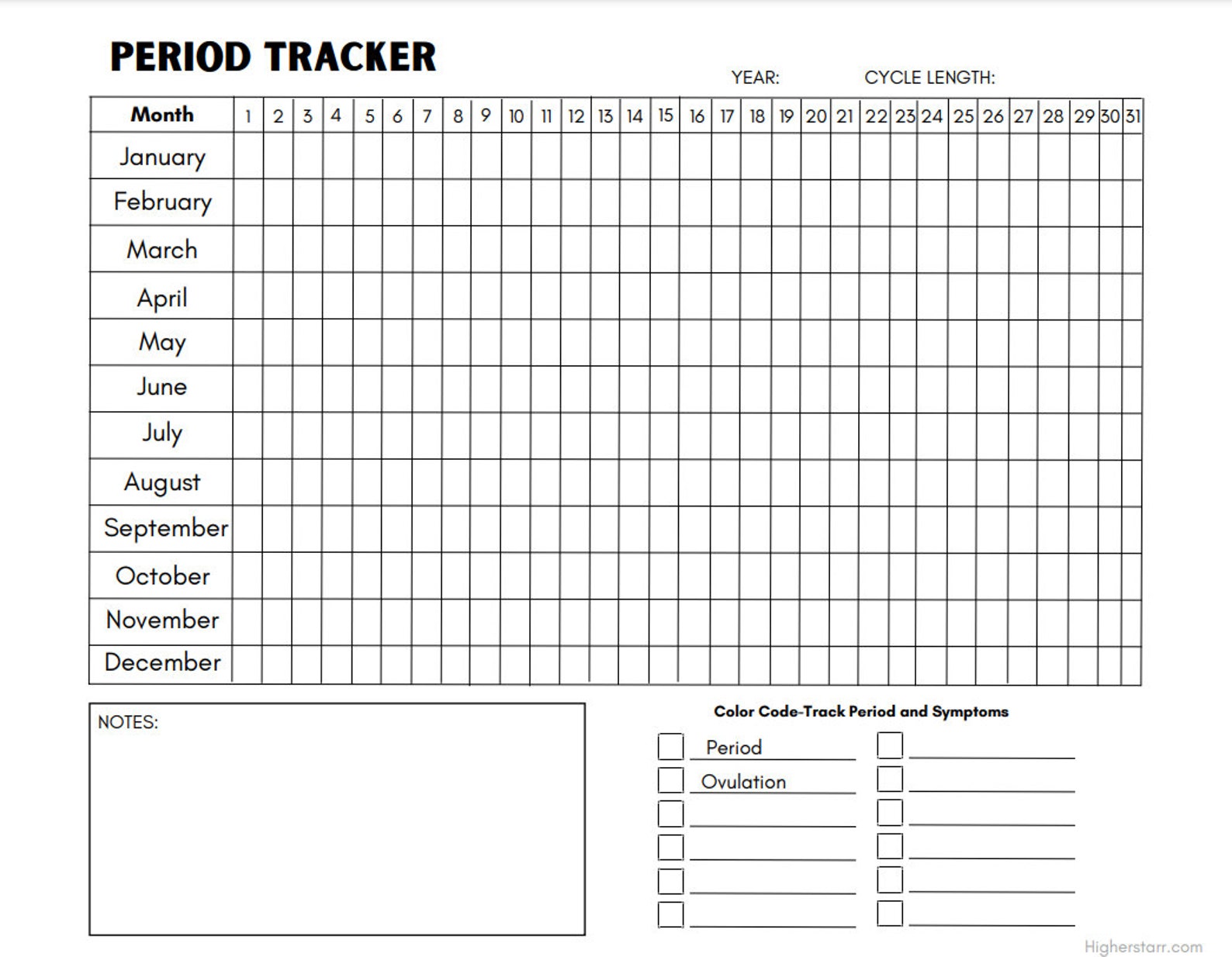 Period Tracker Printable - Etsy
