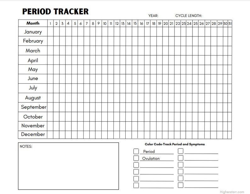 Period Tracker Printable - Etsy