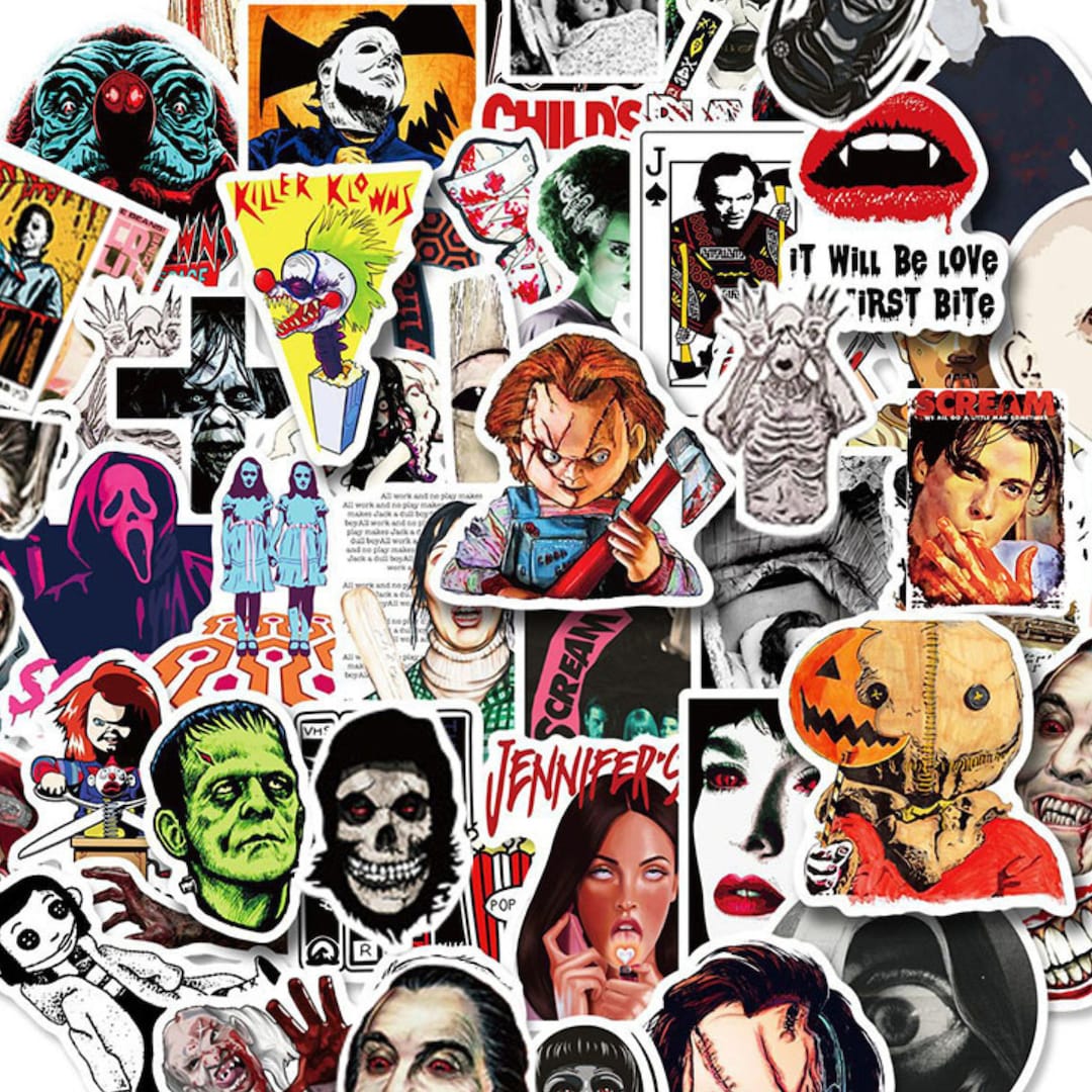 50 Horror Movie Sticker Pack, Cool Horror Movie Waterproof Stickers ...