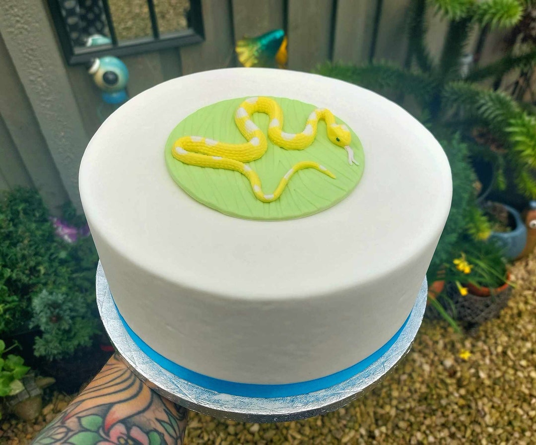 Edible Snake Cake Topper, Reptile Theme Decoration, Python Fondant ...