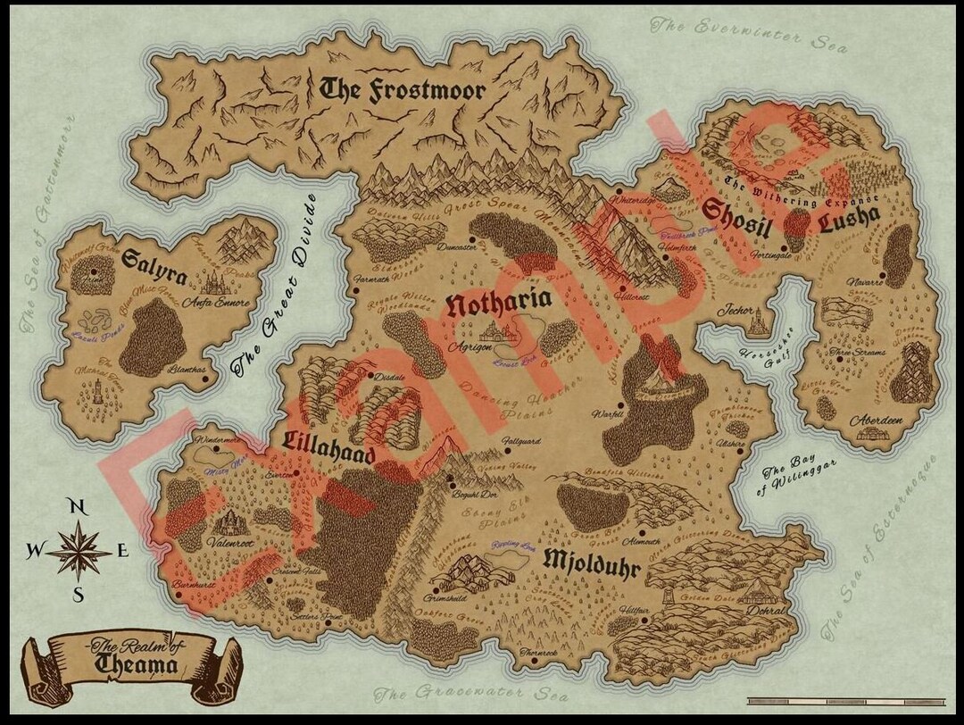 Fantasy Map: the Realm of Theama - Etsy
