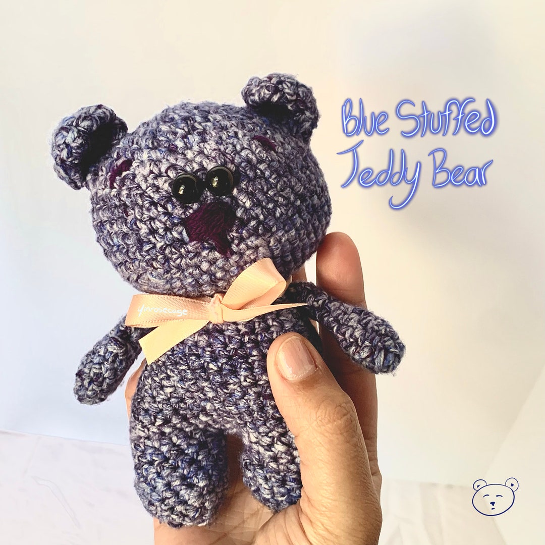 Blue Teddy Bear Crochet Stuffed Animal - Etsy