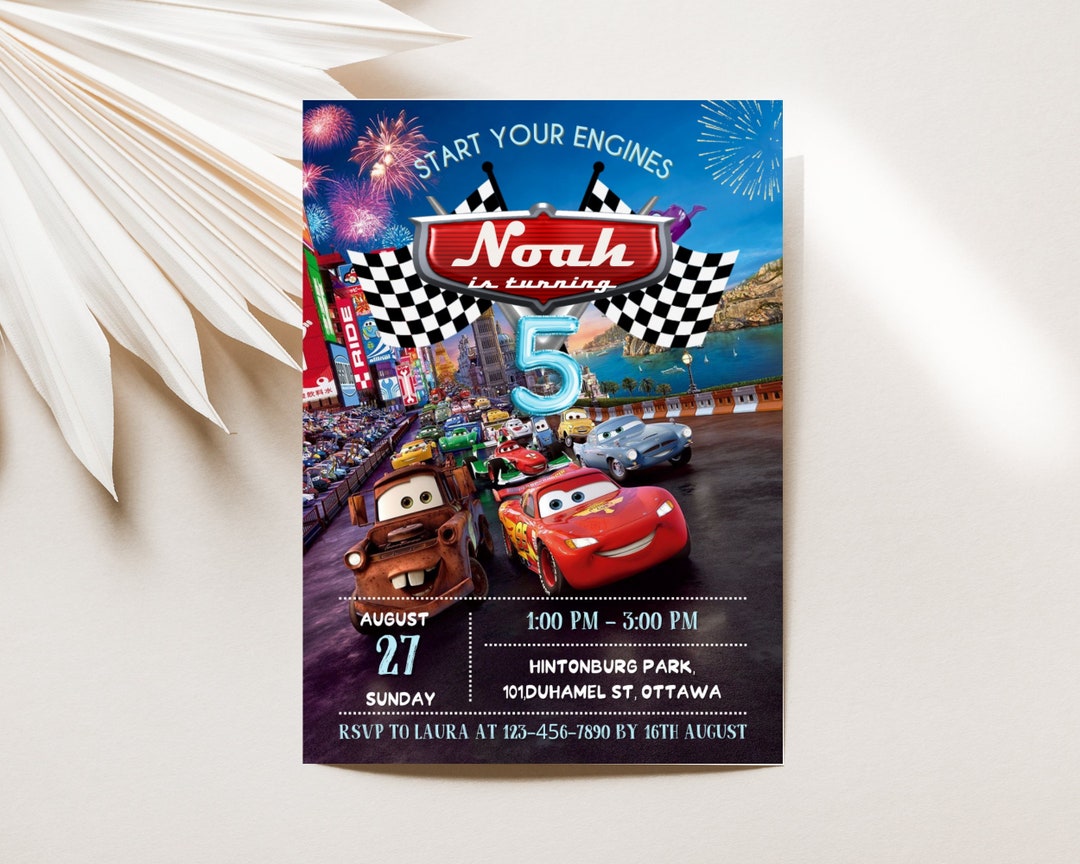 Invitación de fiesta de cumpleaños de Cars / Invitación de - Etsy España