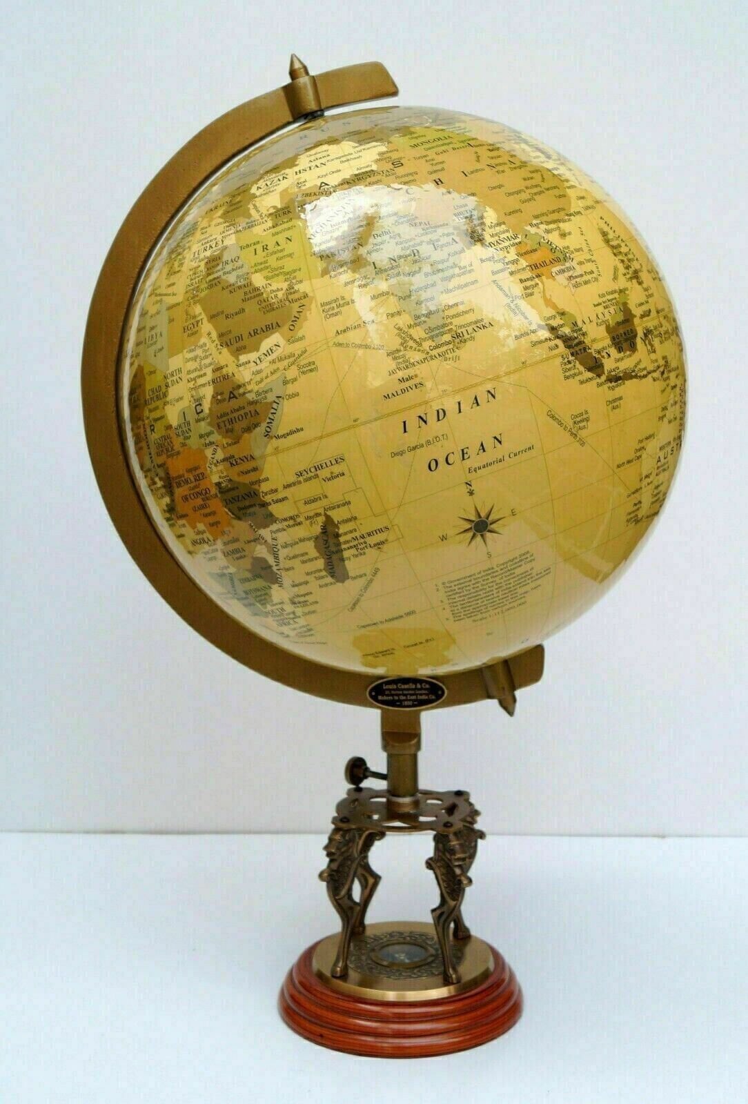 Nautical Globe World Map Earth Globes With Designer Lions Base Compass ...