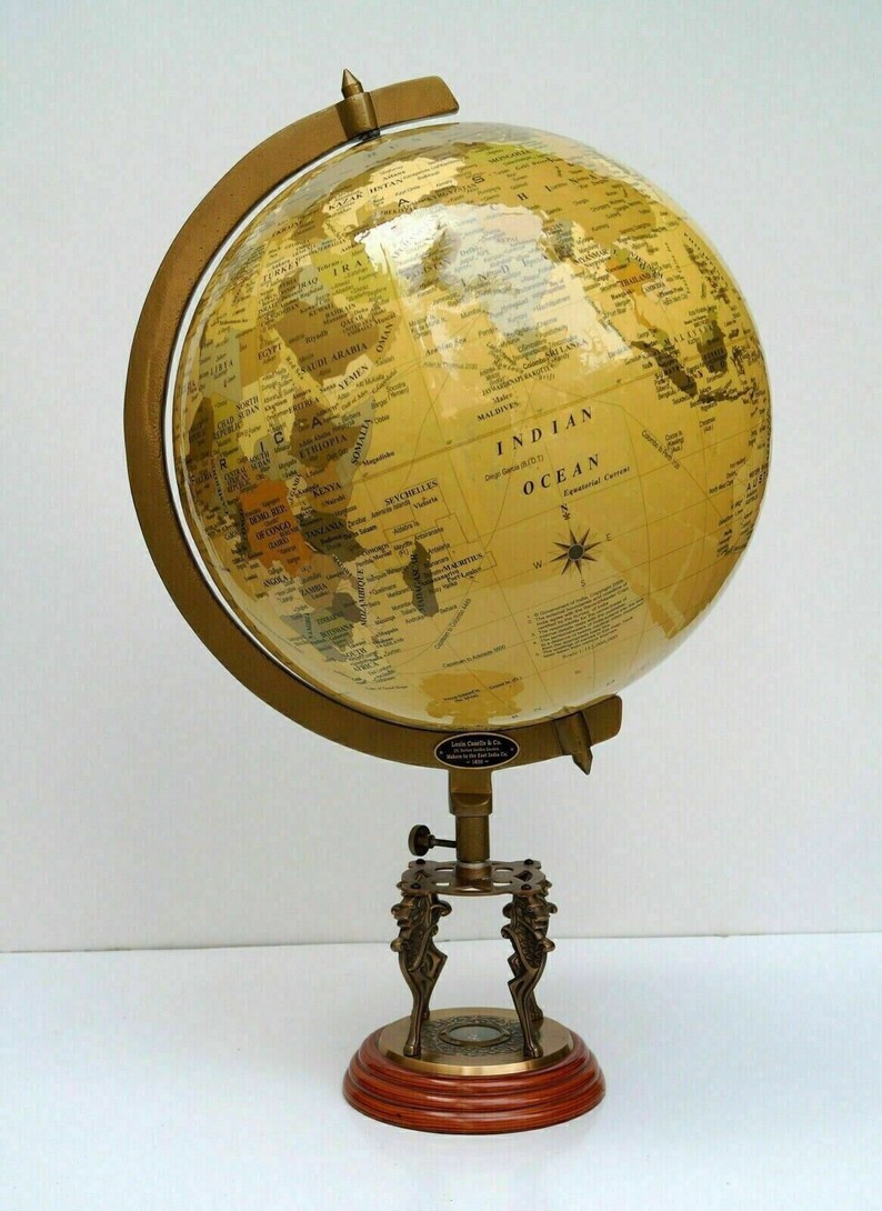 Nautical Globe World Map Earth Globes With Designer Lions Base Compass ...