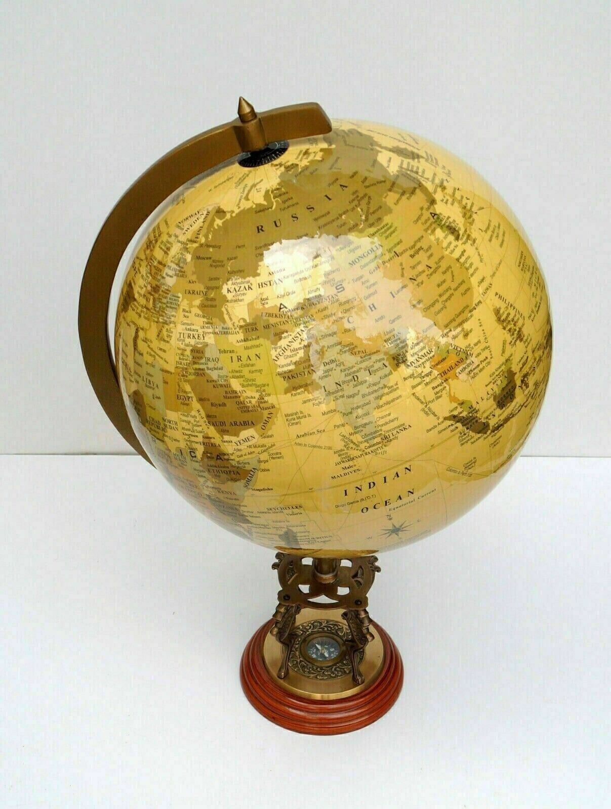 Nautical Globe World Map Earth Globes With Designer Lions Base Compass ...