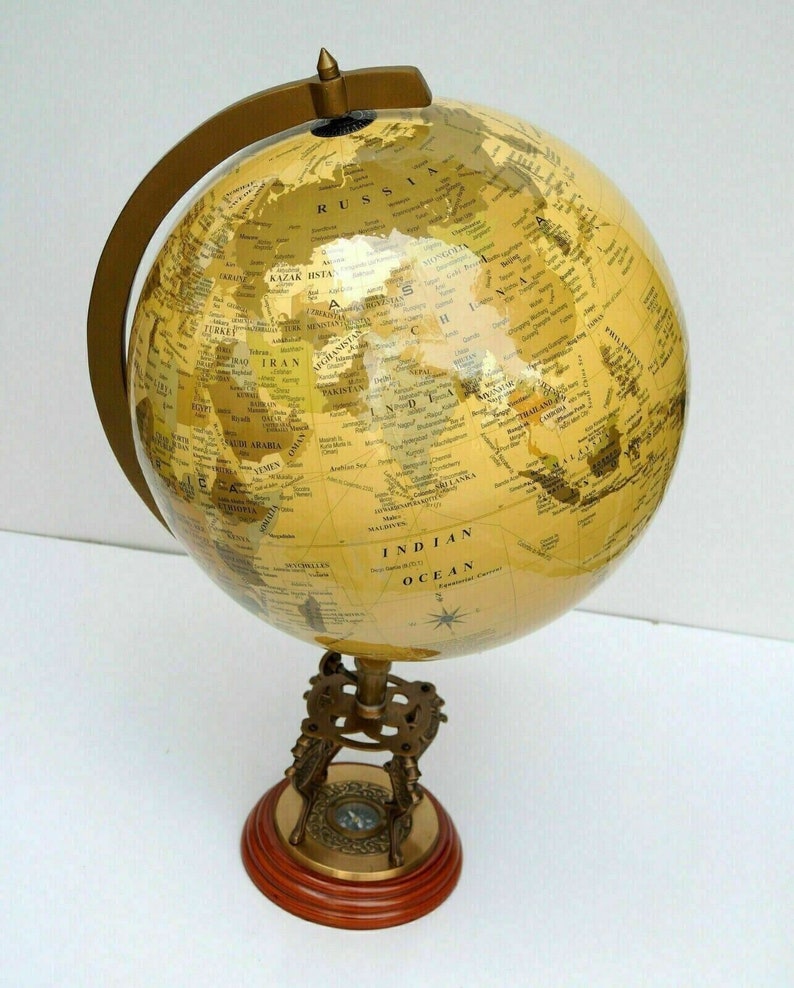 Nautical Globe World Map Earth Globes With Designer Lions Base Compass ...
