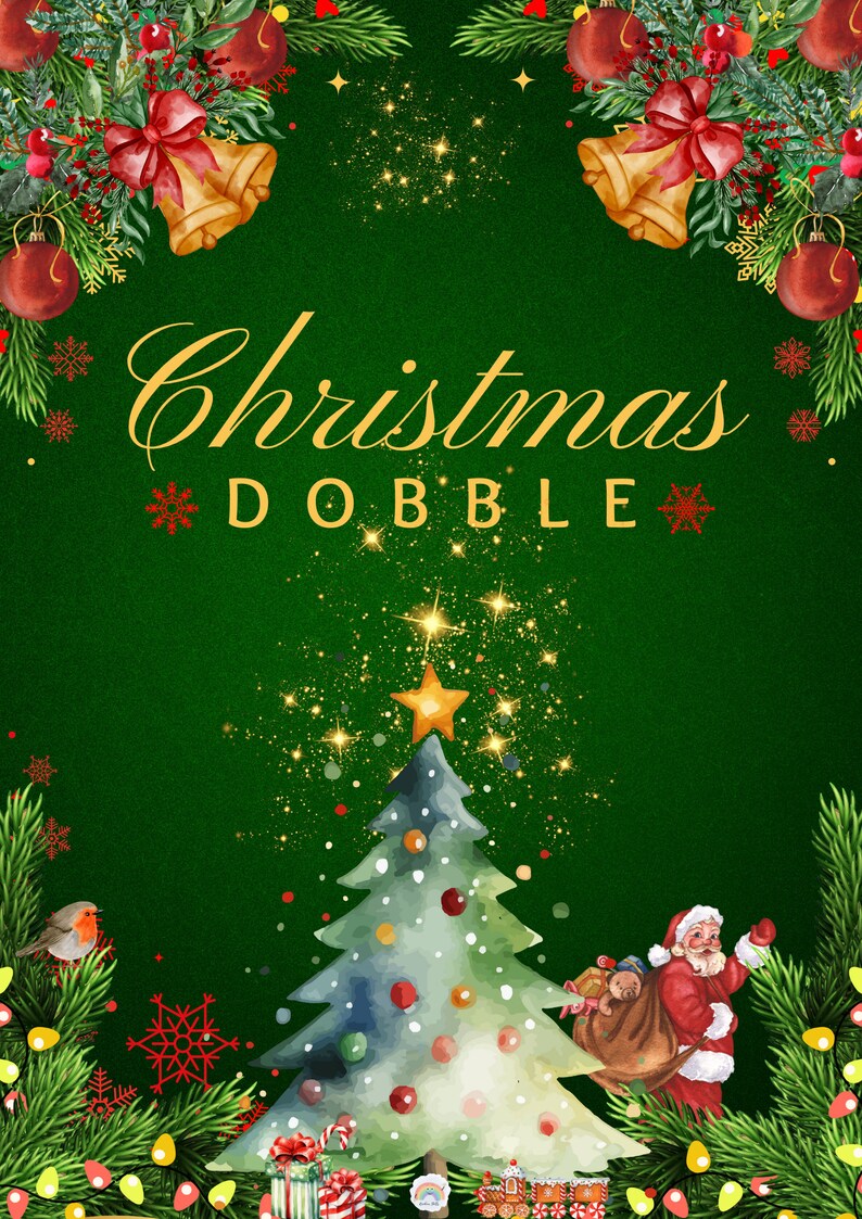Christmas Edition Dobble Printable Game 30 Cards, 3 Holly Jolly ...
