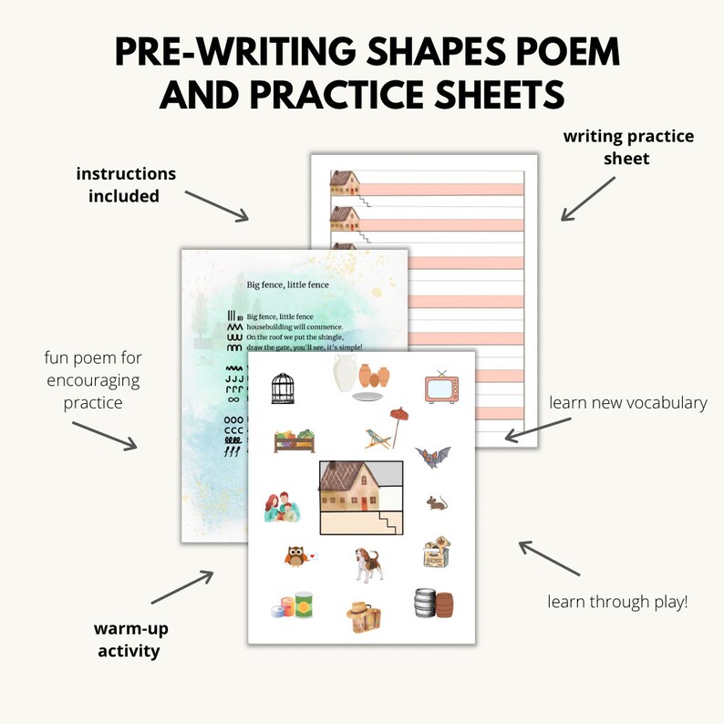 Pre-writing Shapes Poem and Practice Sheets - Etsy