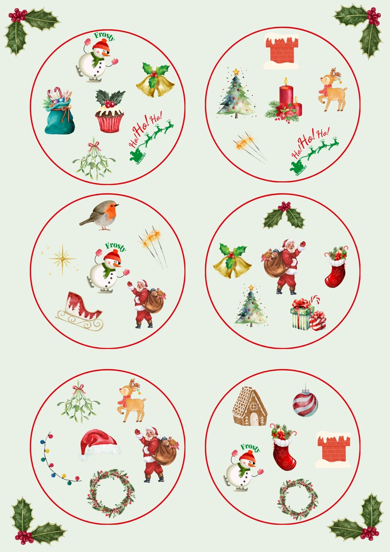 Christmas Edition Dobble Printable Game 30 Cards, 3 Holly Jolly ...