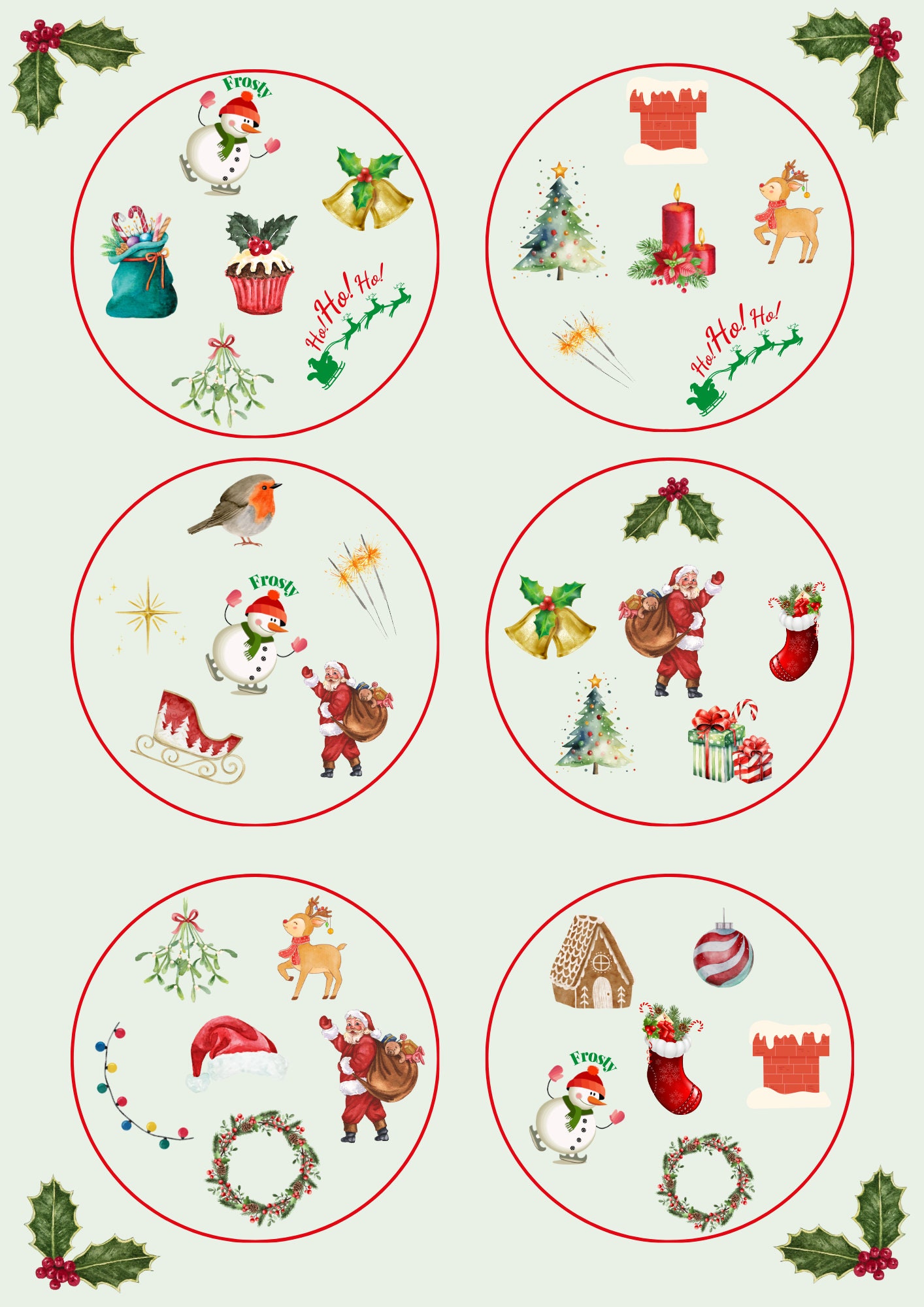 Christmas Edition Dobble Printable Game 30 Cards, 3 Holly Jolly ...