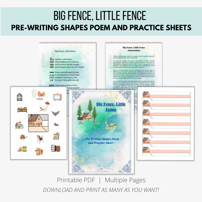 Pre-writing Shapes Poem and Practice Sheets - Etsy