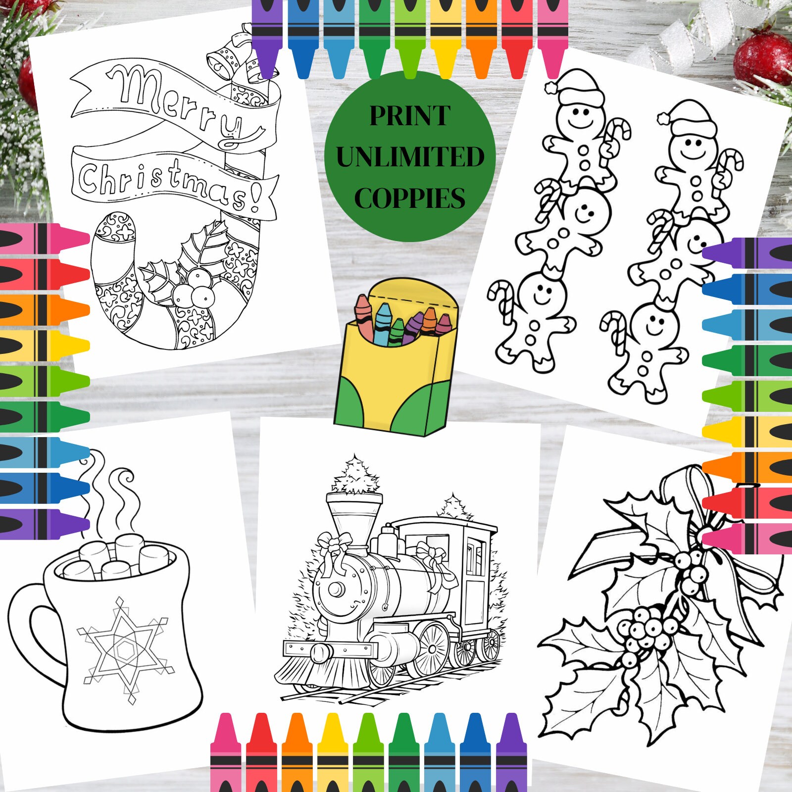 Downloadable Coloring Page Christmas Downloads Holiday - Etsy