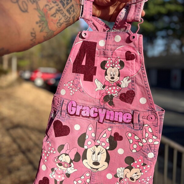 Minnie Mouse Custom Birthday Overalls - Etsy