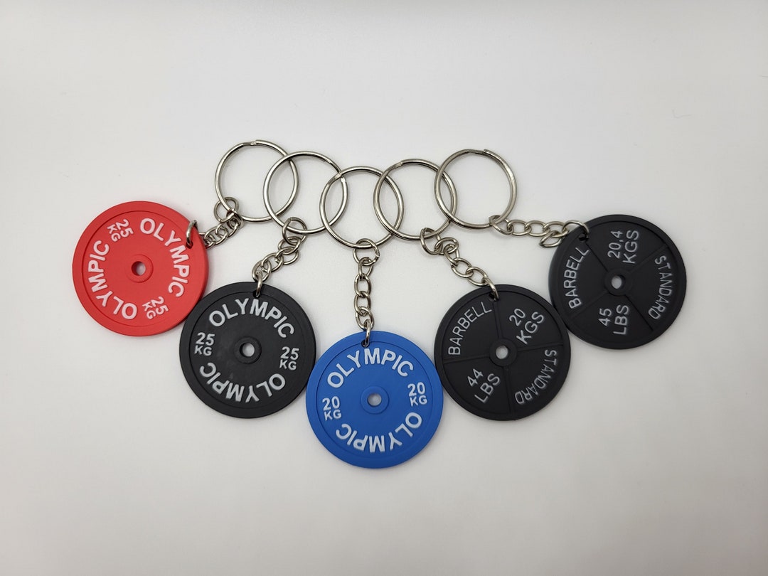 Set of 2 Personalizable Gym Keychains Weight Plate / Dumbbell Plate ...