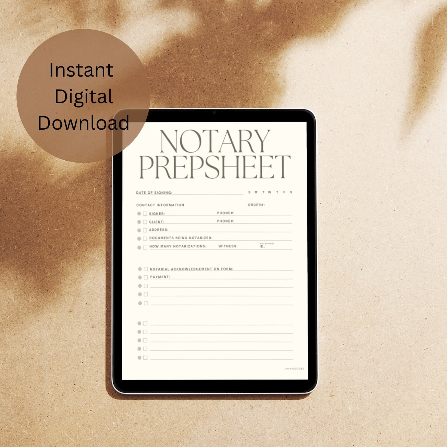 Notary Prepsheet, Instant Download, Notary Public, Notary Beginner ...